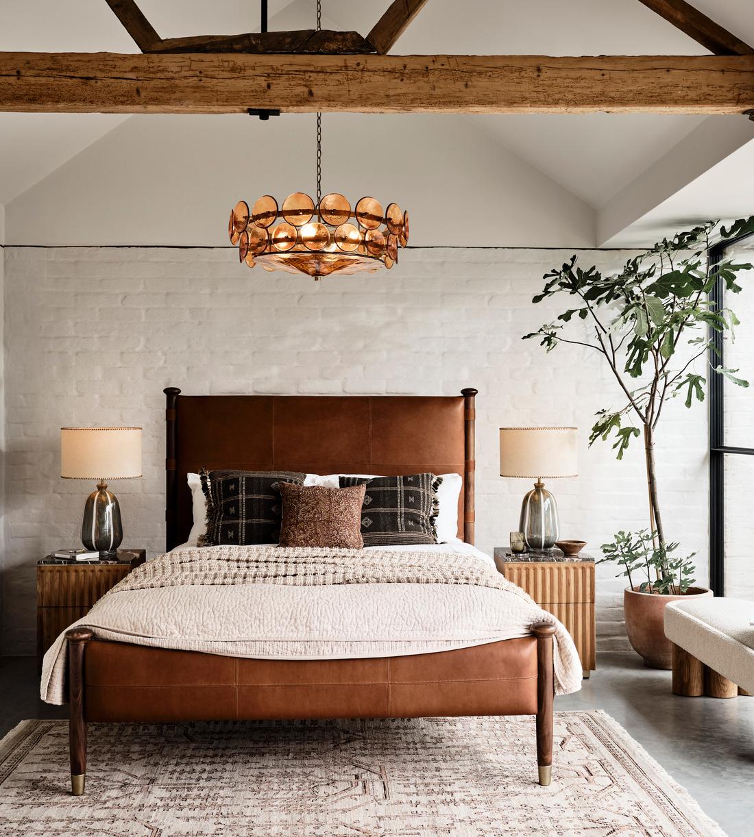 Paolo Bed Sycamore Leather Super King