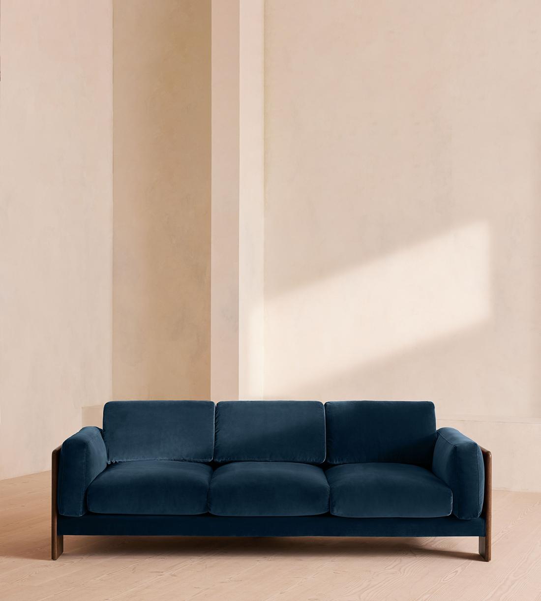 Marcia Three Seater Sofa Velvet Royal Blue US