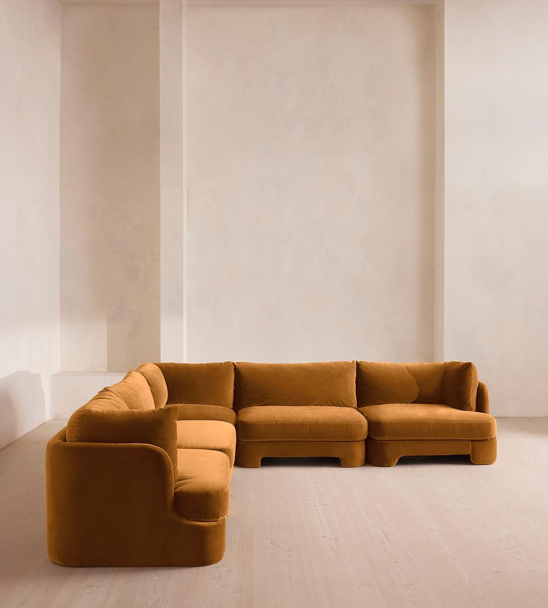 Velvet sectional sofa store