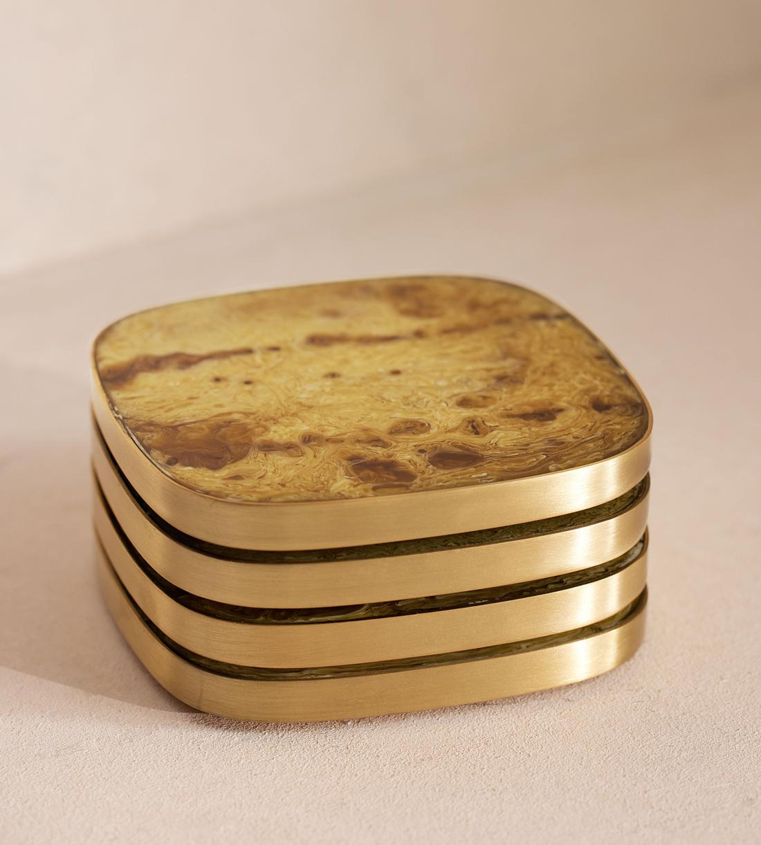 Bodiam Resin Brass Coasters Set of Four