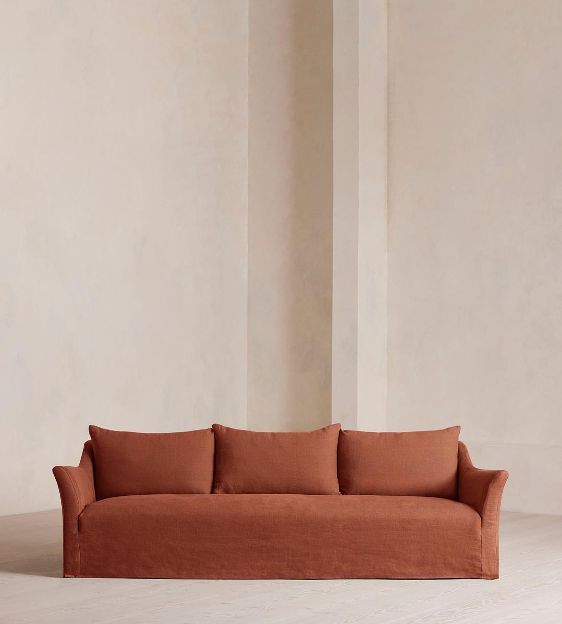 Soho Home Roma Linen Antique Rose US Four Seater Sofa