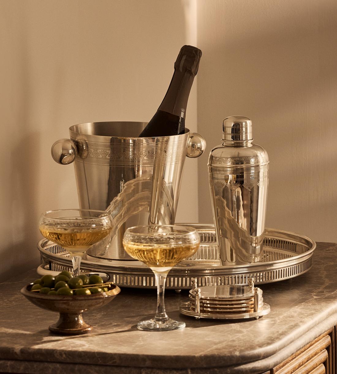 Silver and glass coasters store