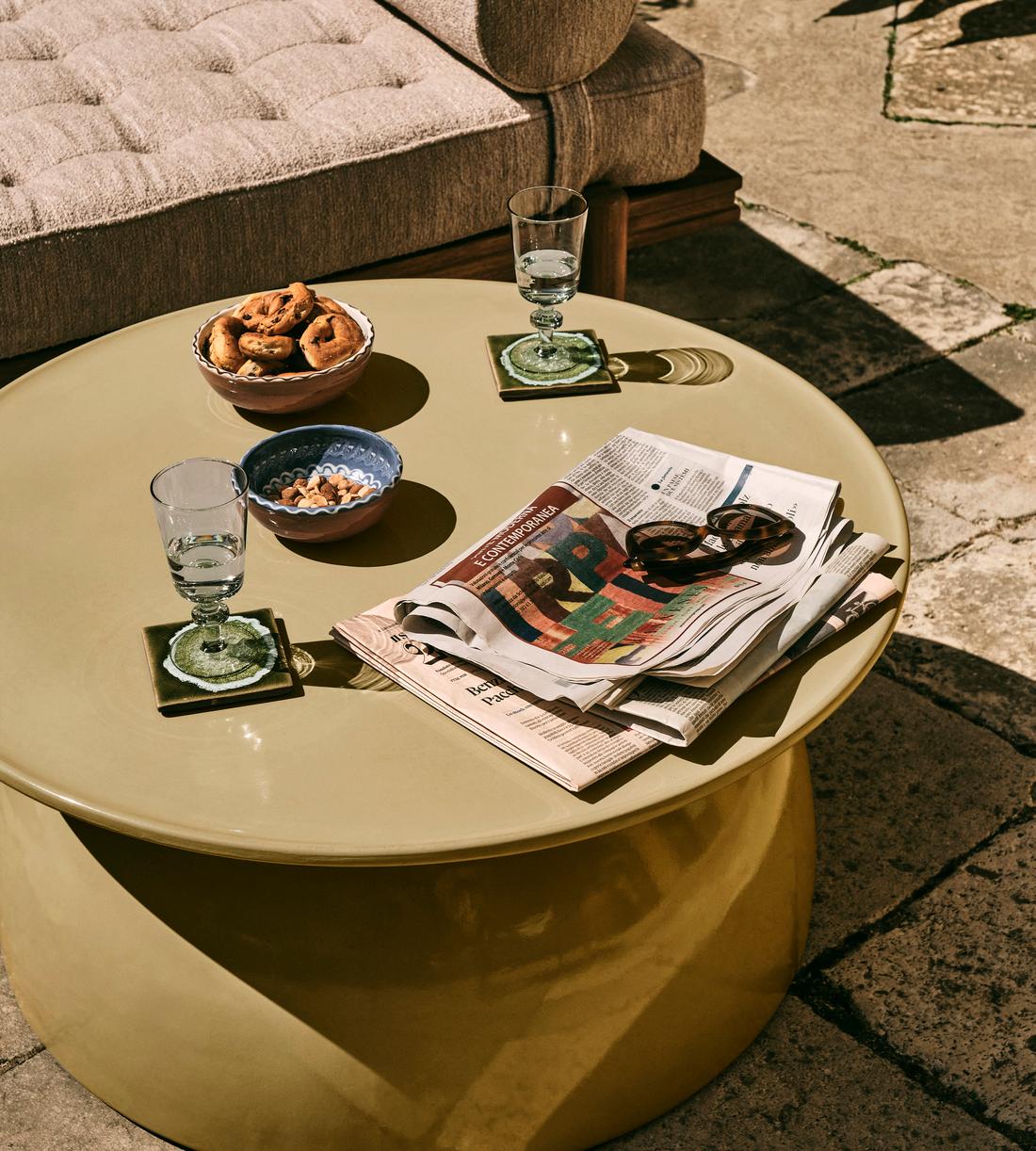Rina Outdoor Concrete Coffee Table Olive