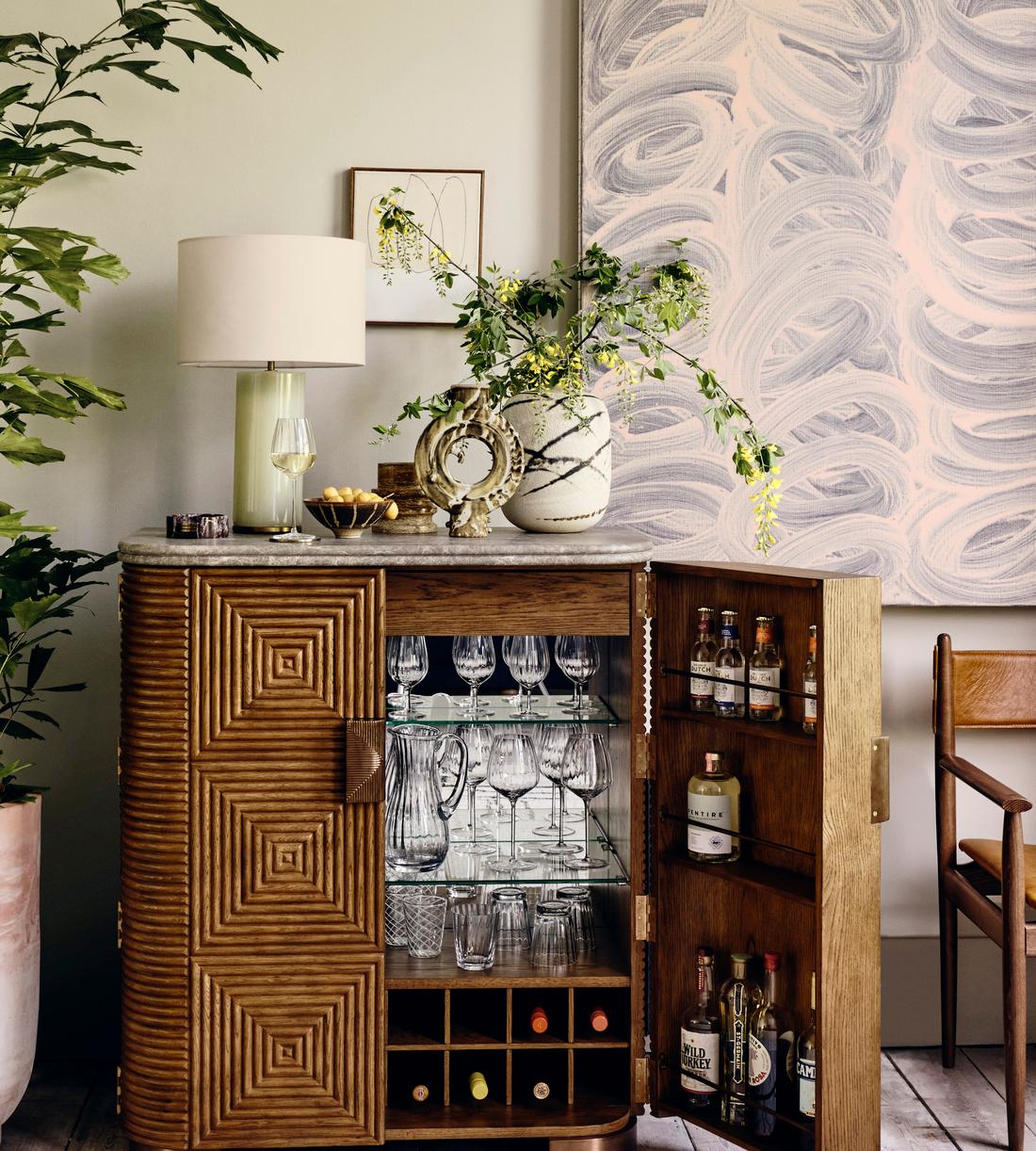 Kingsley Bar Cabinet Grey Emperador Marble US