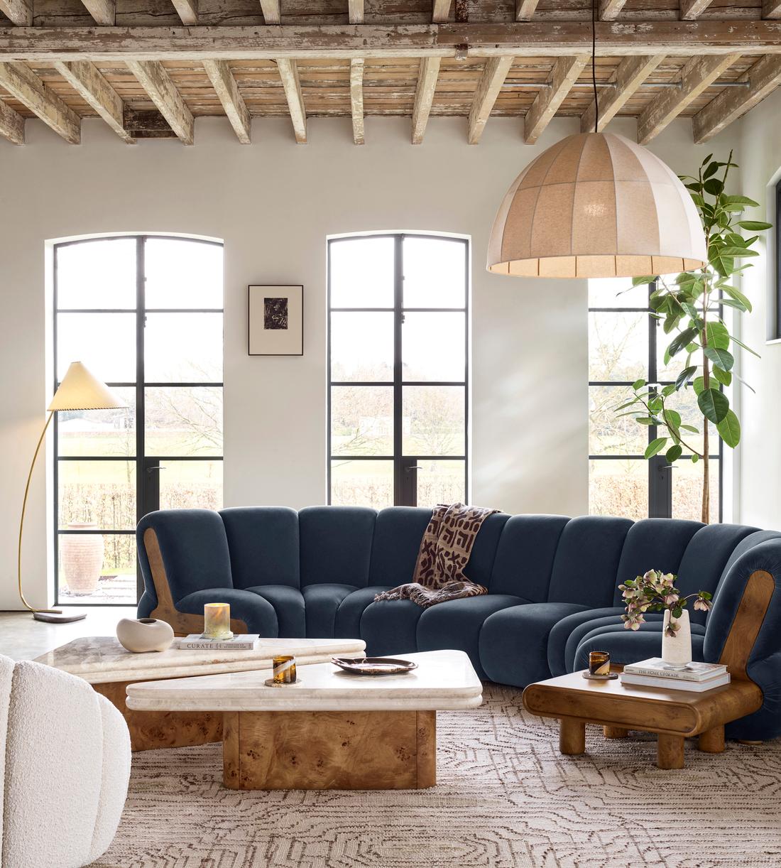 Velvet curved couch store