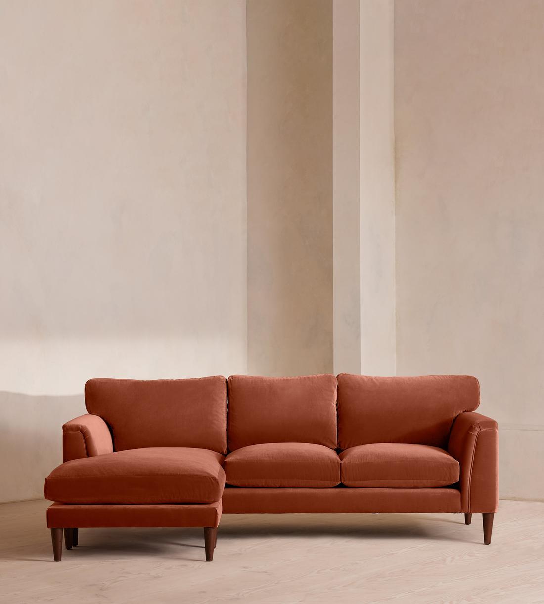 Rust velvet sectional store