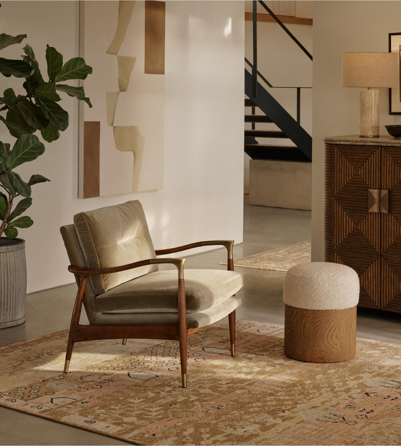 Theodore Armchair, Velvet, Lichen, US