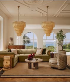 Noelle Modular Curved Sofa, Four Seater, Velvet, Lichen