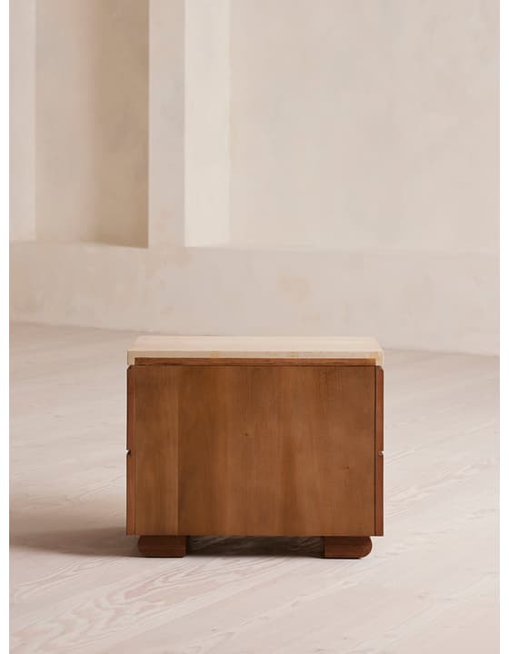 Athens Bedside Table, Travertine - Soho Home