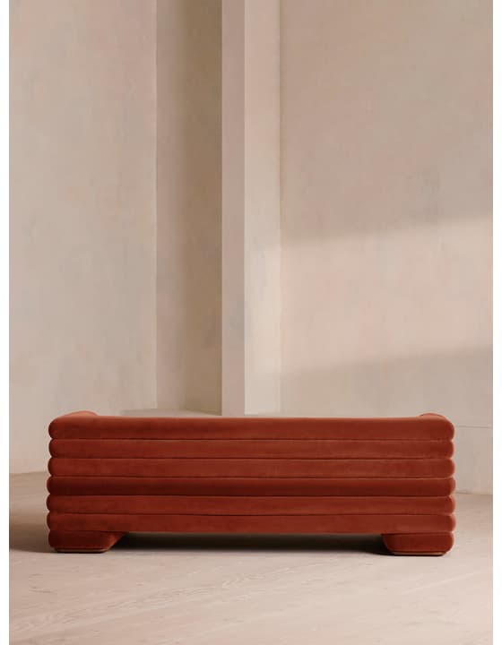 Laura Three Seater Sofa, Velvet, Rust - Soho Home
