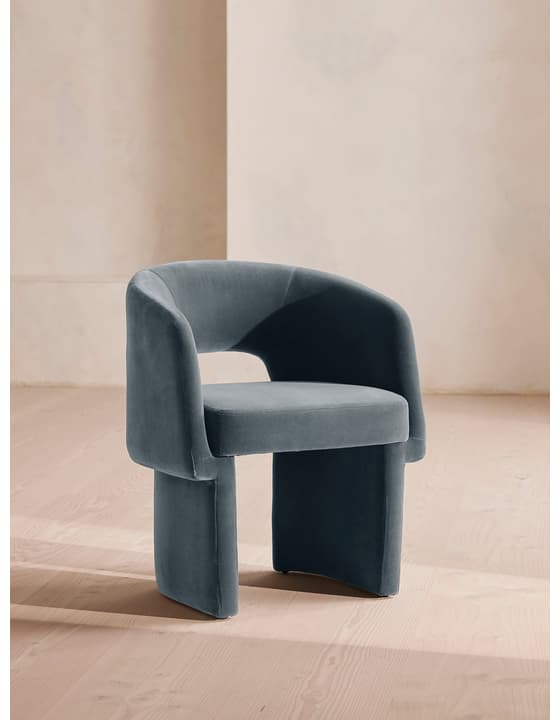 Morrell Dining Chair, Velvet, Grey Blue, US - Soho Home