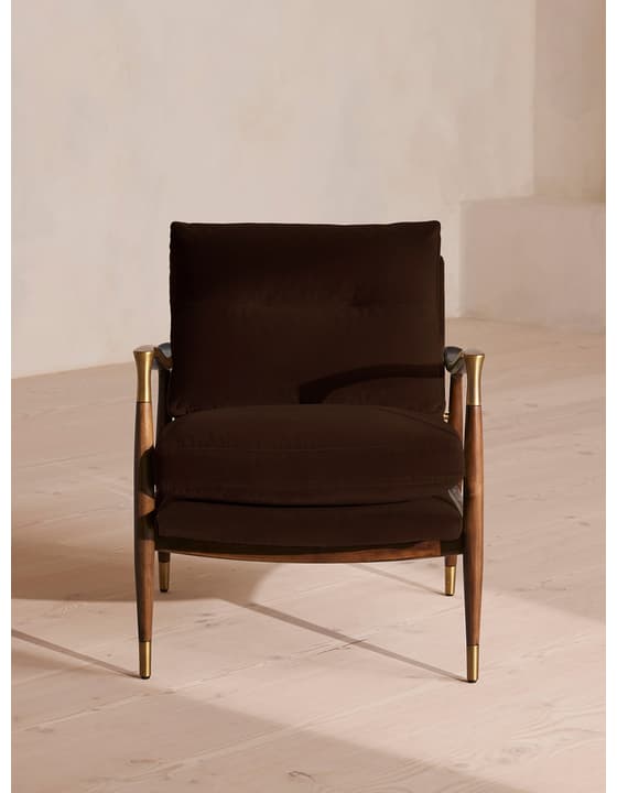Theodore Armchair, Velvet, Chocolate Brown - Soho Home