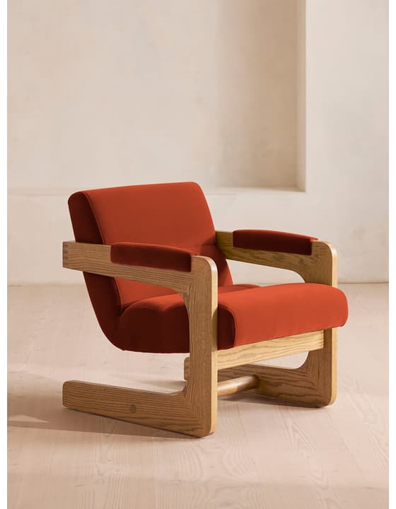 Lara Armchair, Velvet, Rust - Soho Home