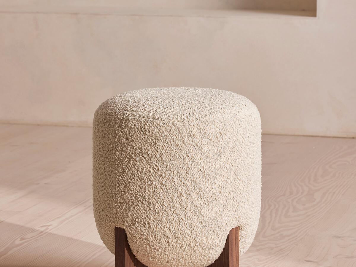 Eldon Stool, Walnut, Boucle - Soho Home