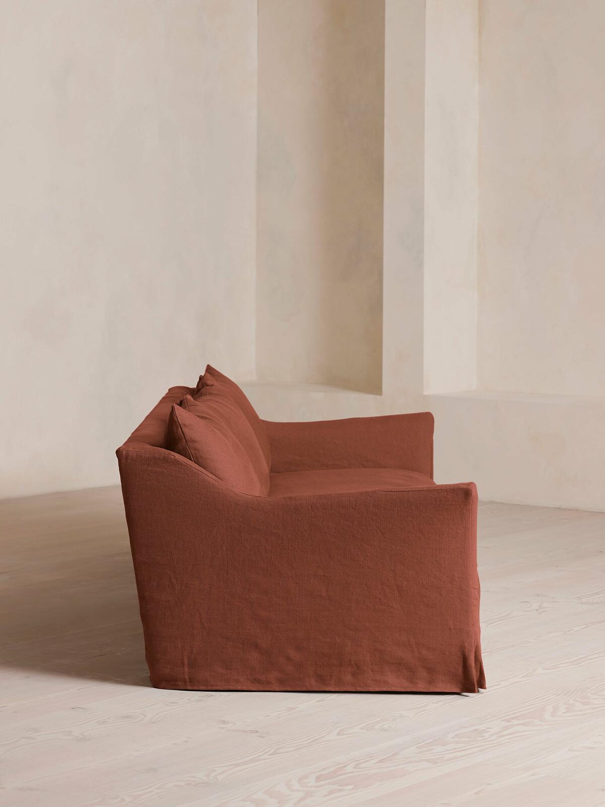 Roma Four Seater Sofa, Linen, Sienna, US - Soho Home