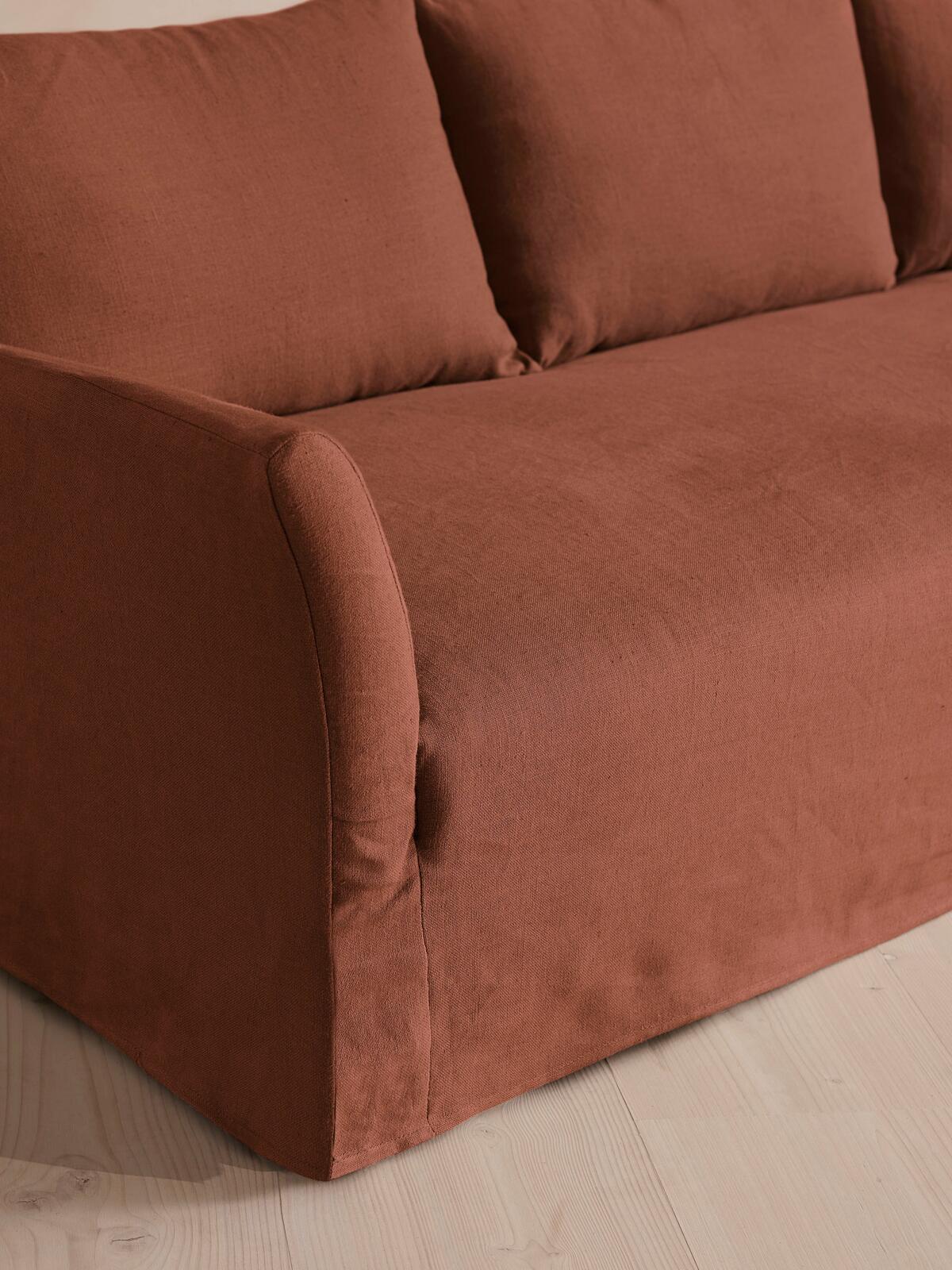 Roma Four Seater Sofa, Linen, Sienna, US - Soho Home