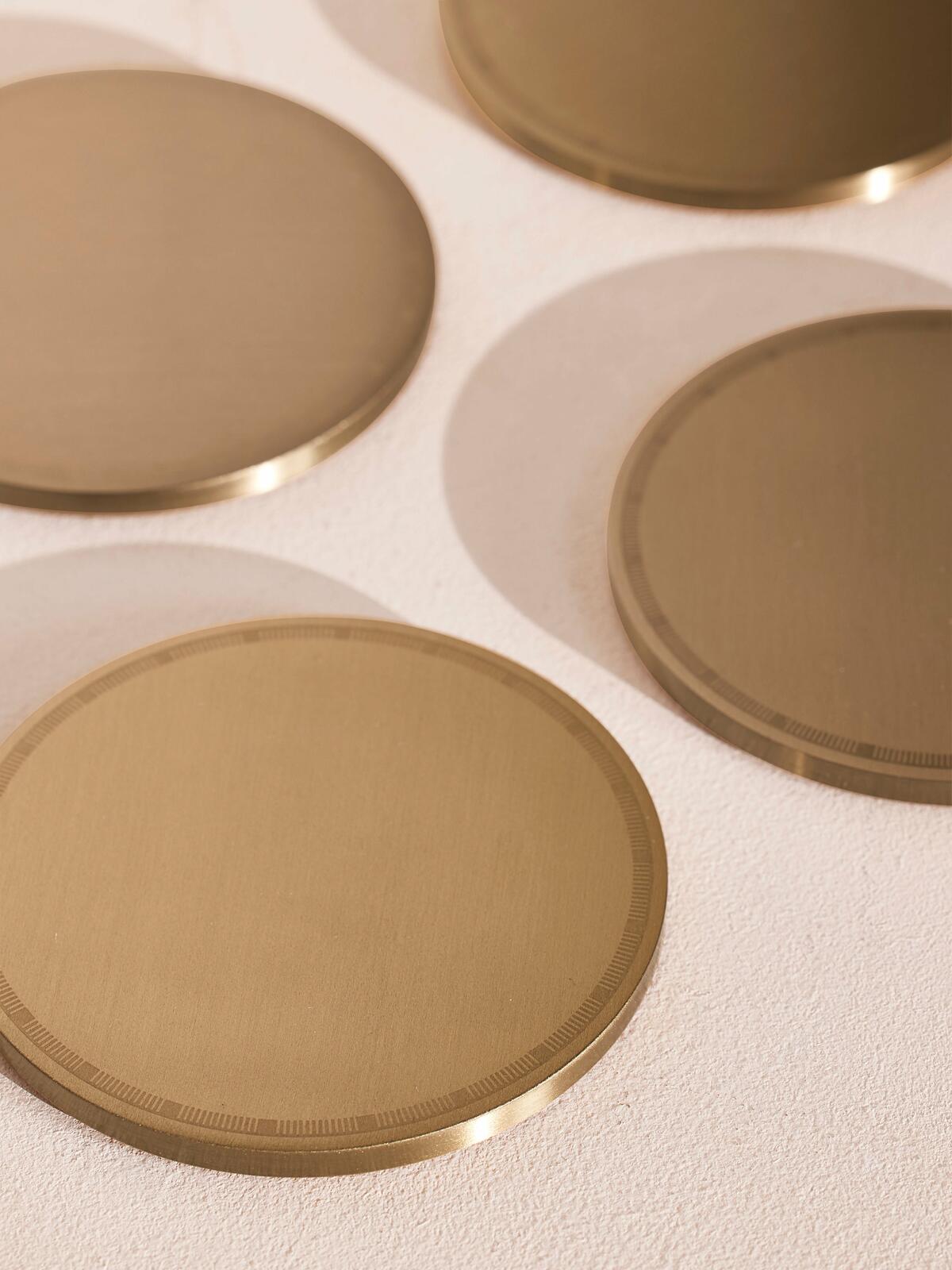 Kirtle Metal Coasters in Marble Holder, Set of Four - Soho Home