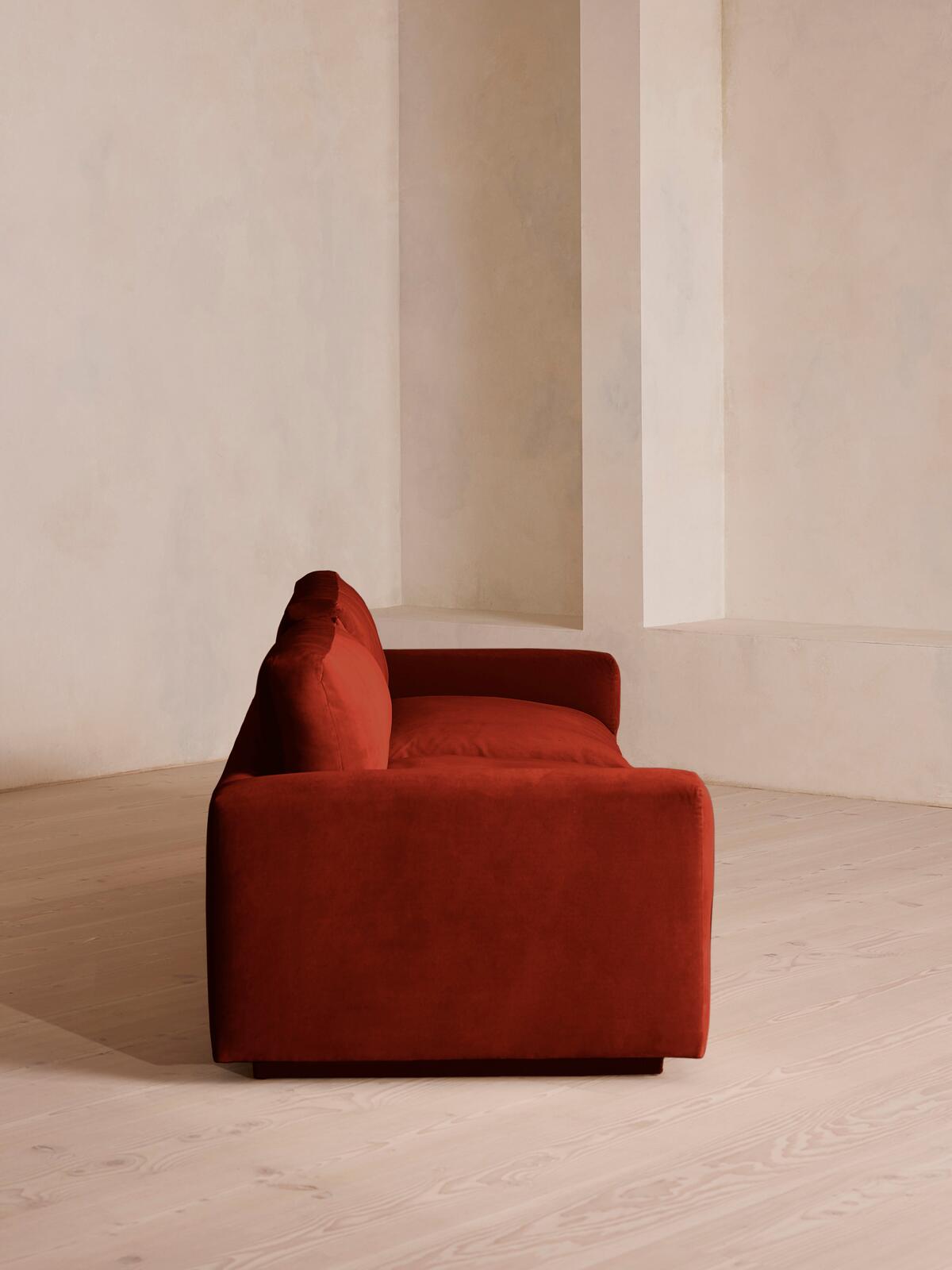 Mossley Four Seater Sofa, Velvet Rust - Soho Home
