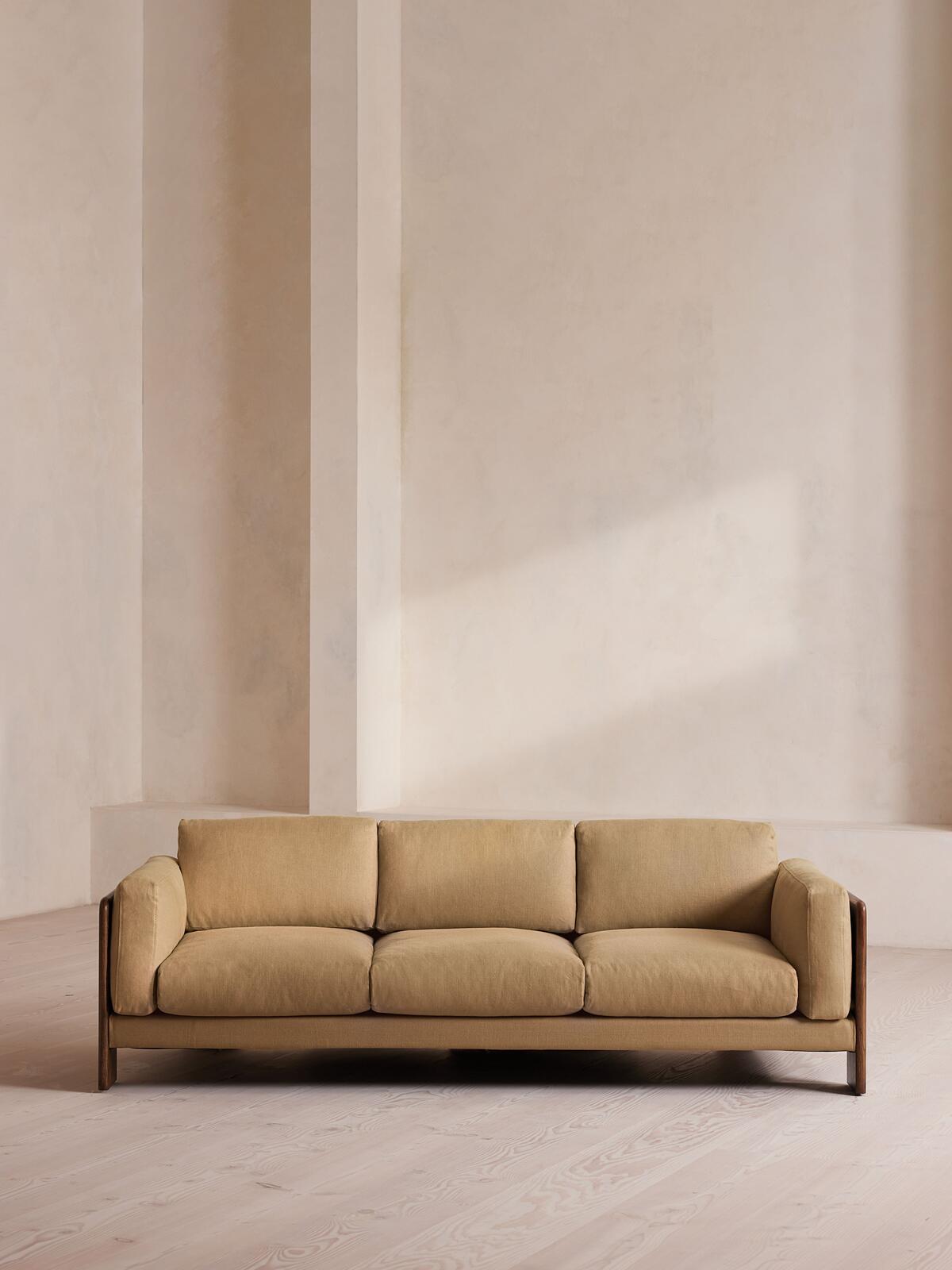 Marcia Three Seater Sofa, Linen, Wheat, US - Soho Home