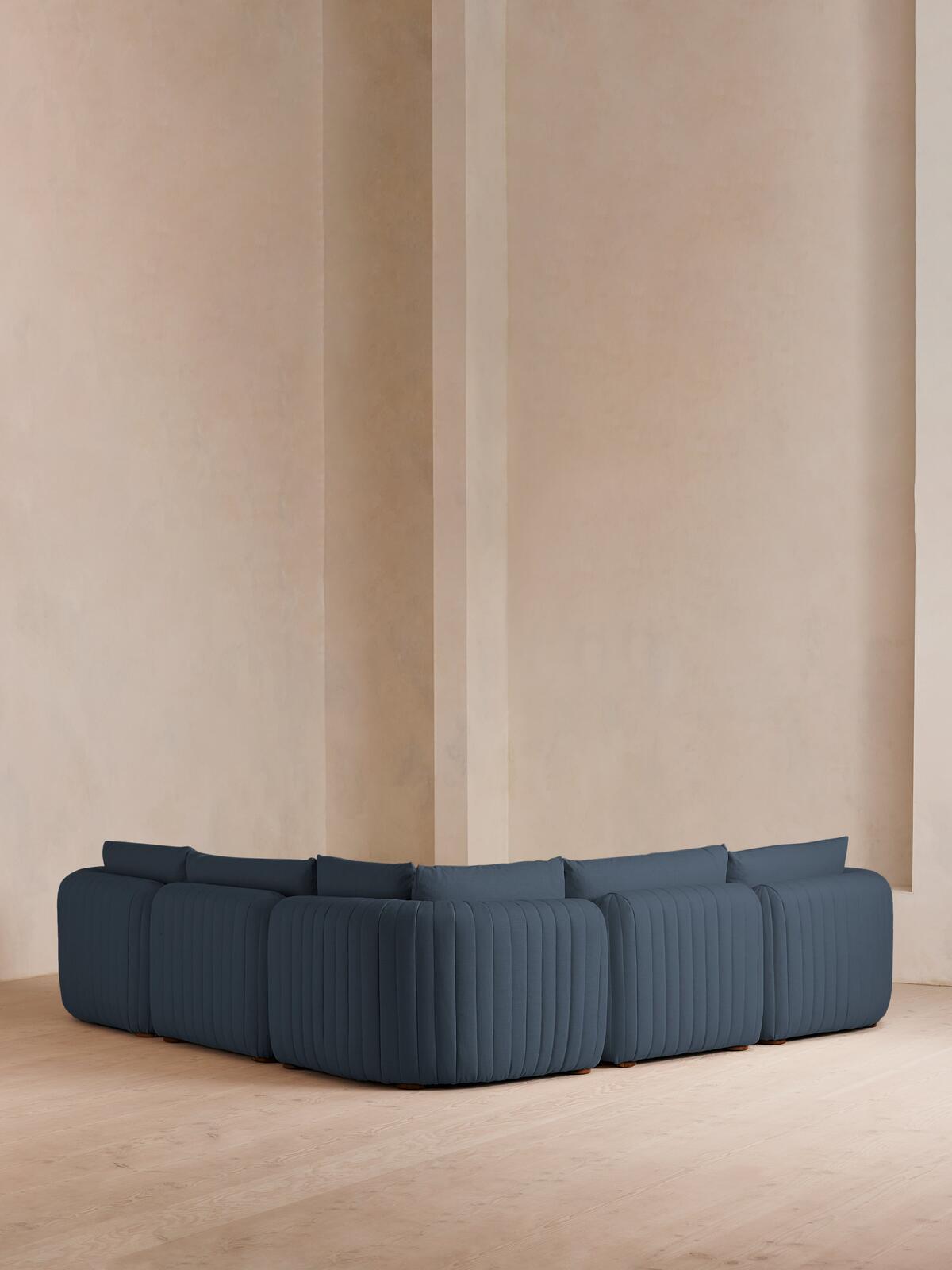Vivienne Modular Corner Sofa, Linen, Prussian Blue - Soho Home