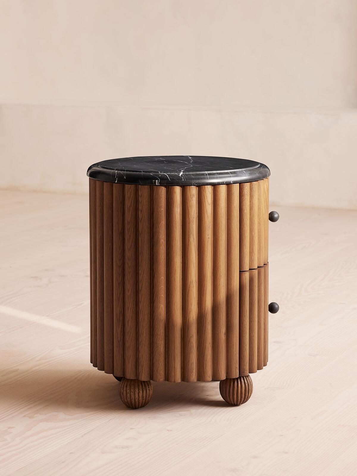 Carlisle Bedside Table, Black Marquina Marble - Soho Home