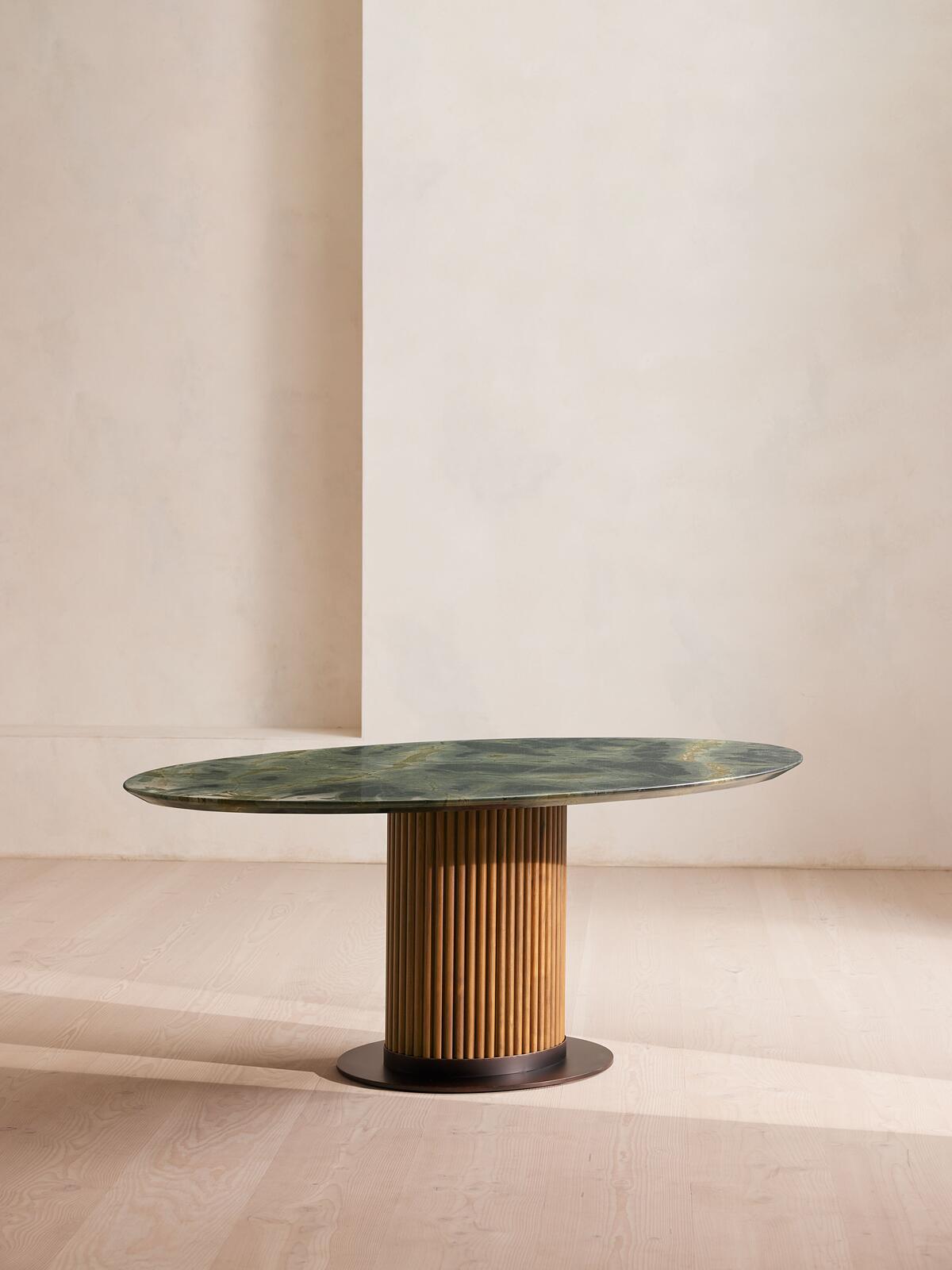 Murcell Oval Dining Table, Brazilian Green Marble - Soho Home