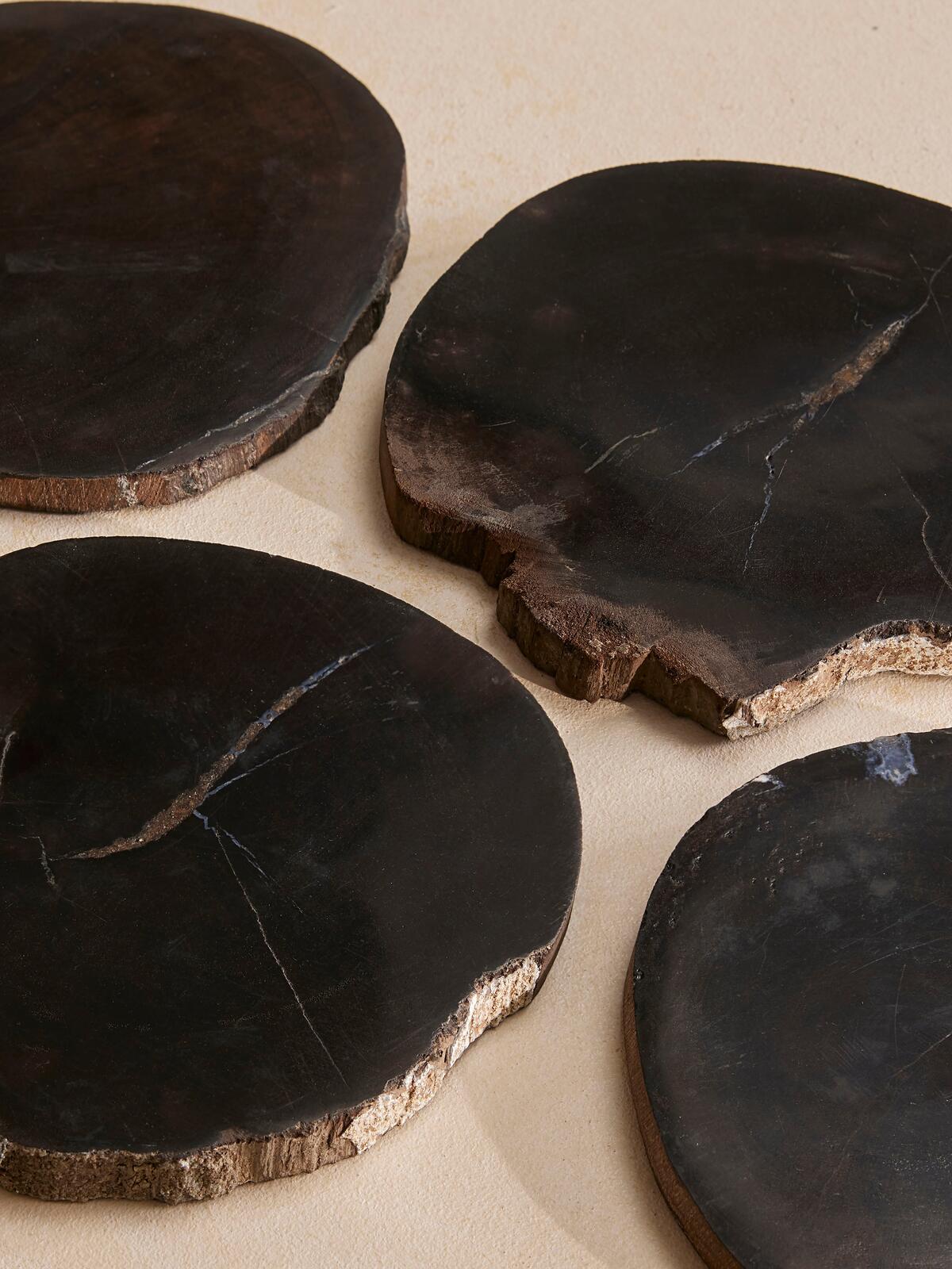 Balfern Petrified Wood Coasters, Black, Set of Four - Soho Home