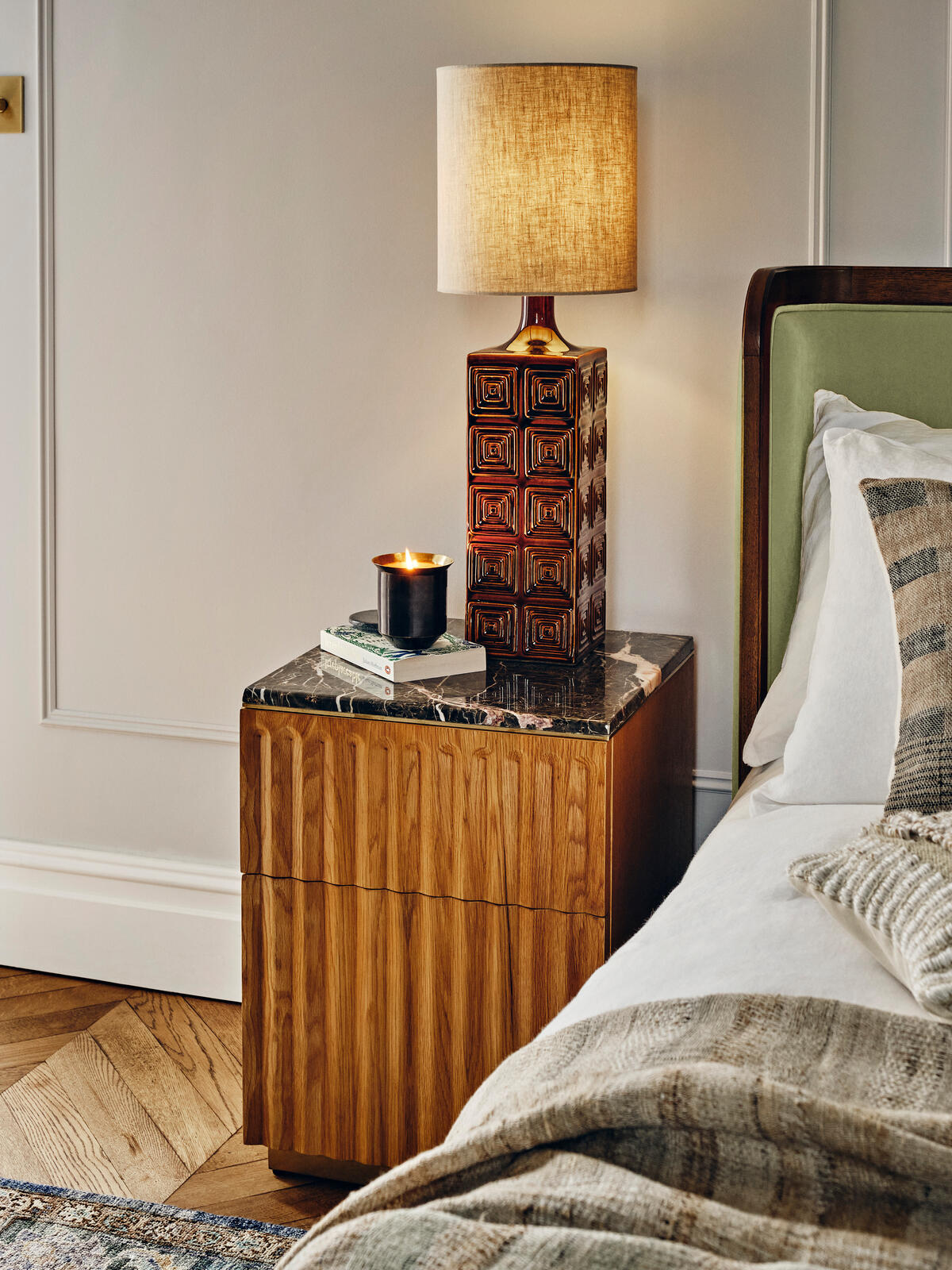 Arches Bedside Table, Griseo Rosa Marble - Soho Home