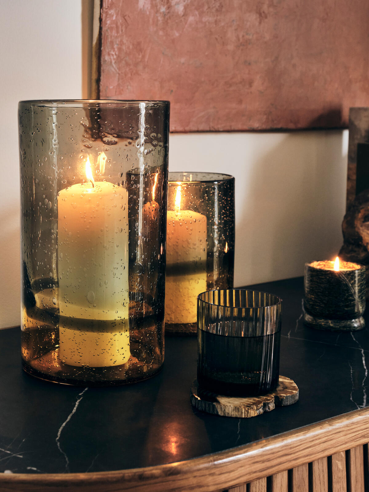 Balfern Petrified Wood Coasters, Black, Set of Four - Soho Home