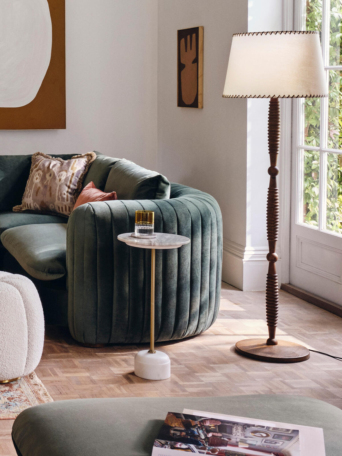 Fleet Side Table, Small/Tall, Terra Bianca Marble - Soho Home