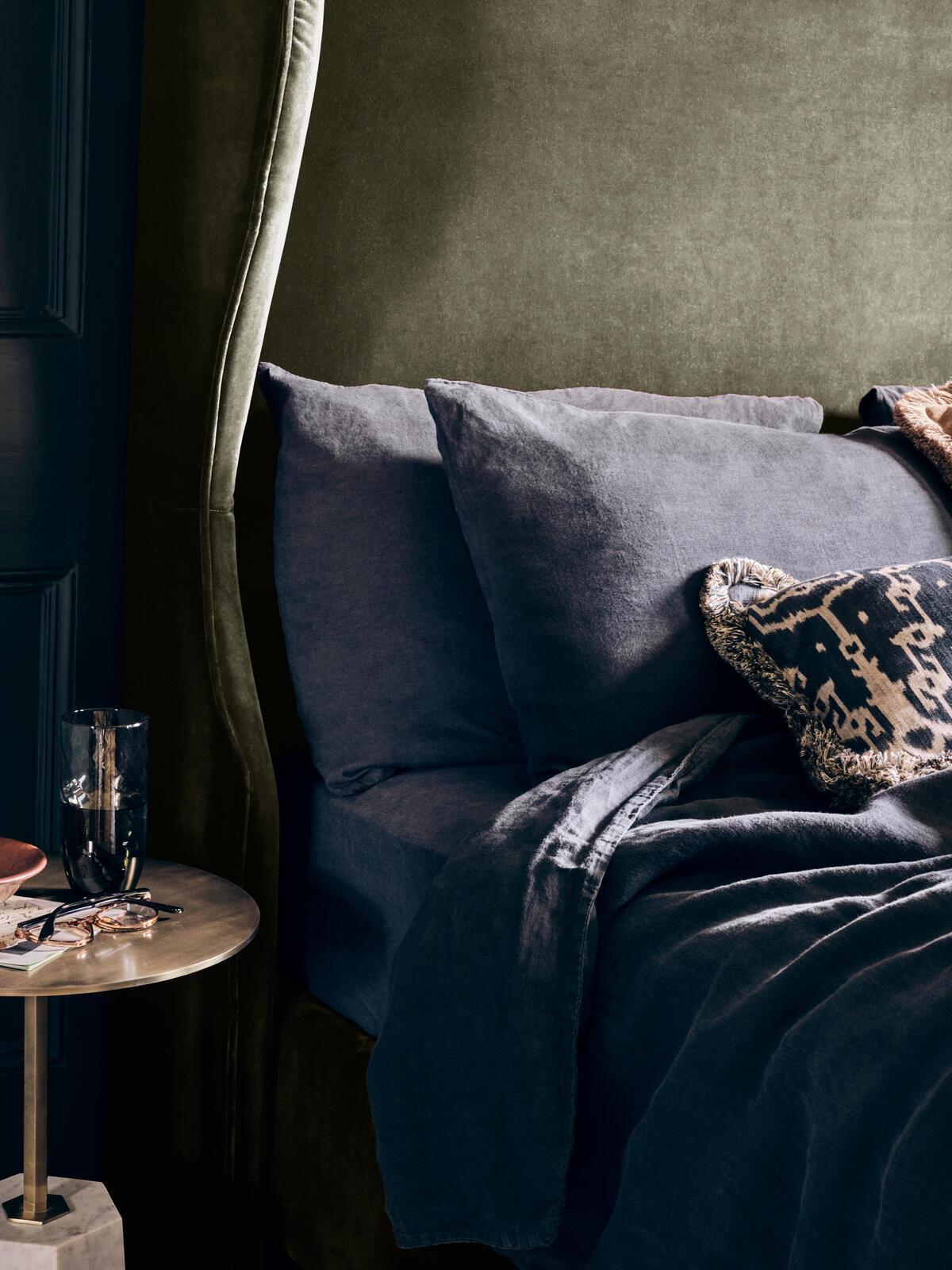 Luna Linen Duvet Cover, Navy, Double/Full - Soho Home