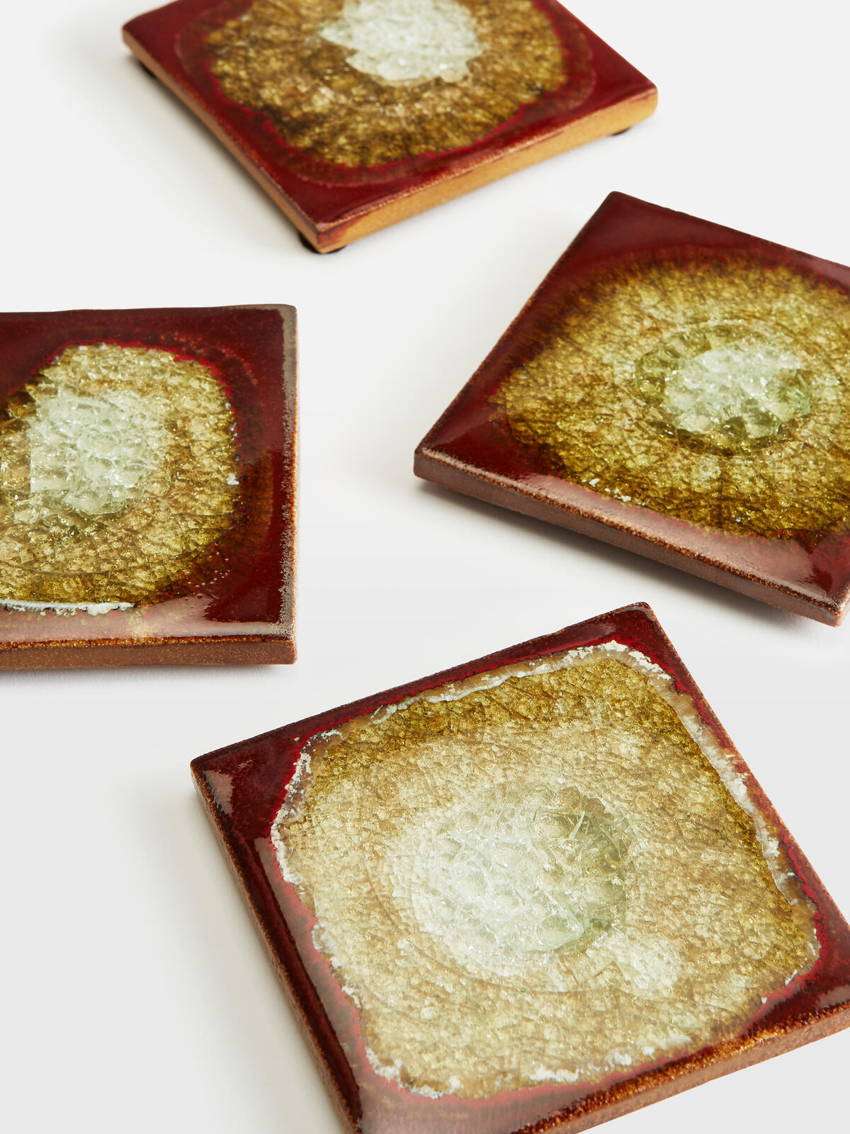 Lyndale Ceramic Coasters, Red, Set of Four - Soho Home