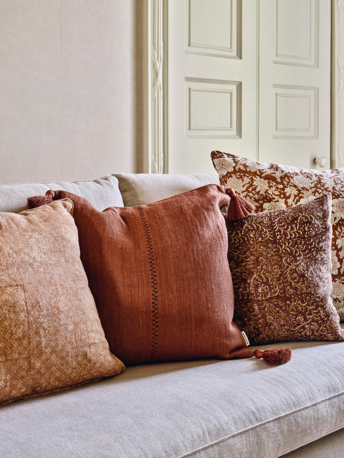 Roux Square Cushion, Rust - Soho Home