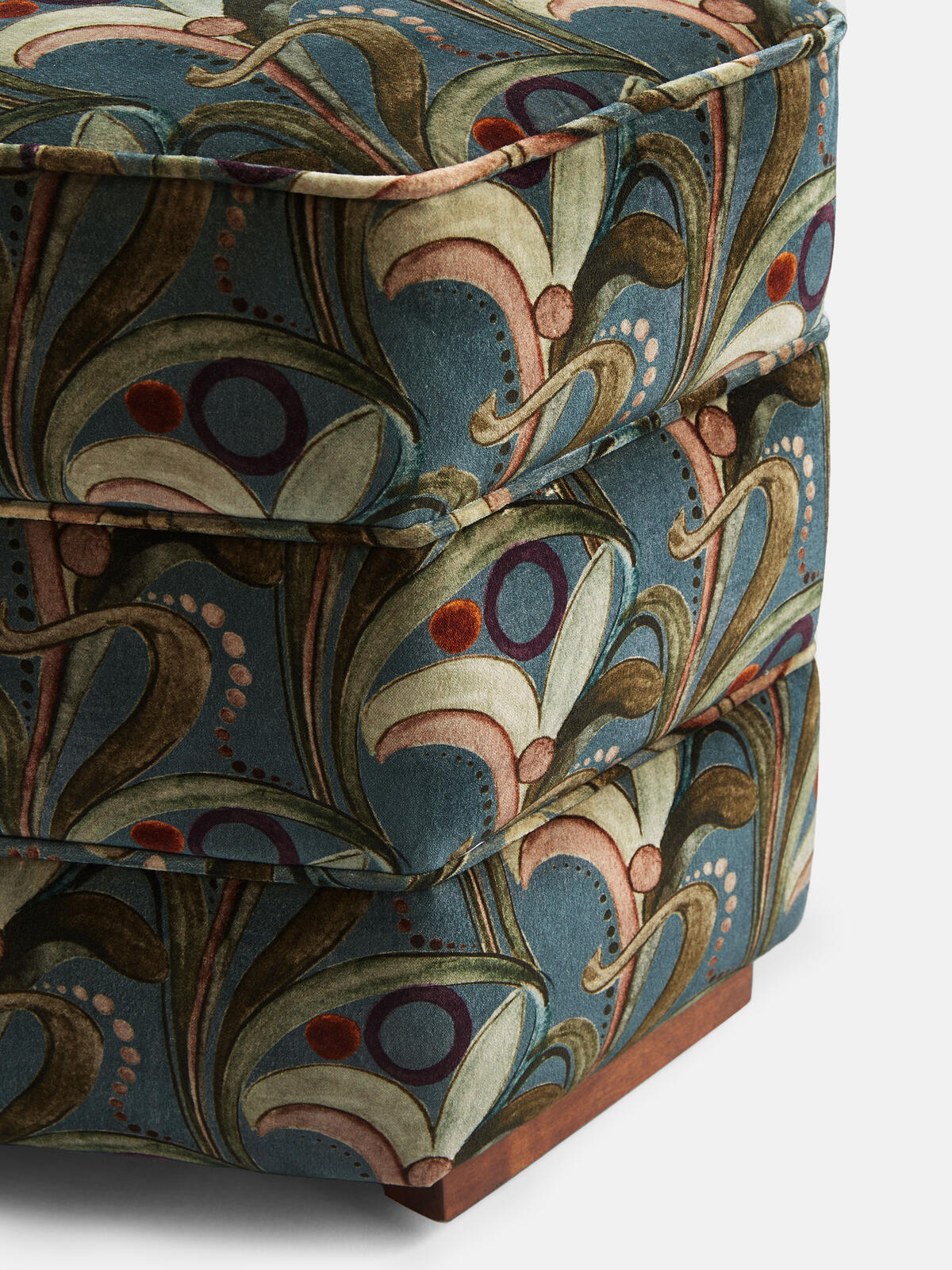 Lyla Footstool, Obie Printed Velvet, Multi, US - Soho Home