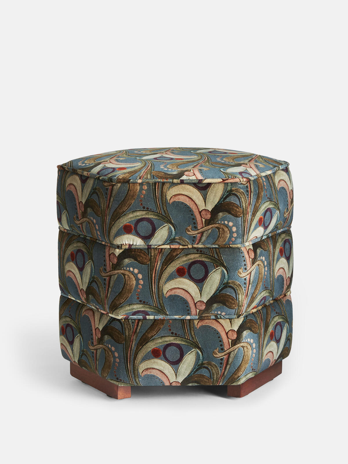 Lyla Footstool, Obie Printed Velvet, Multi - Soho Home