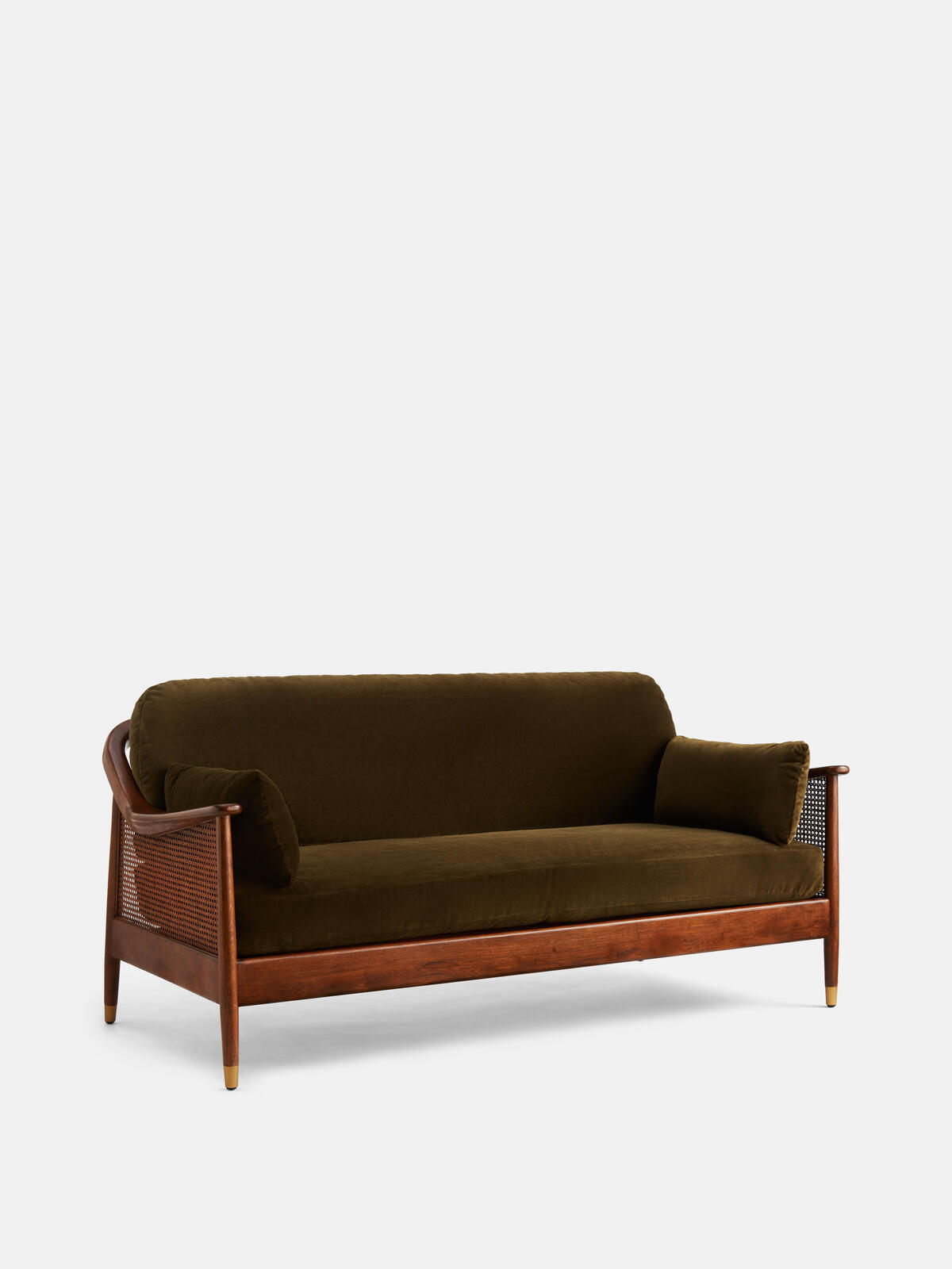 Atlanta Three Seater Sofa, Velvet, Olive - Soho Home