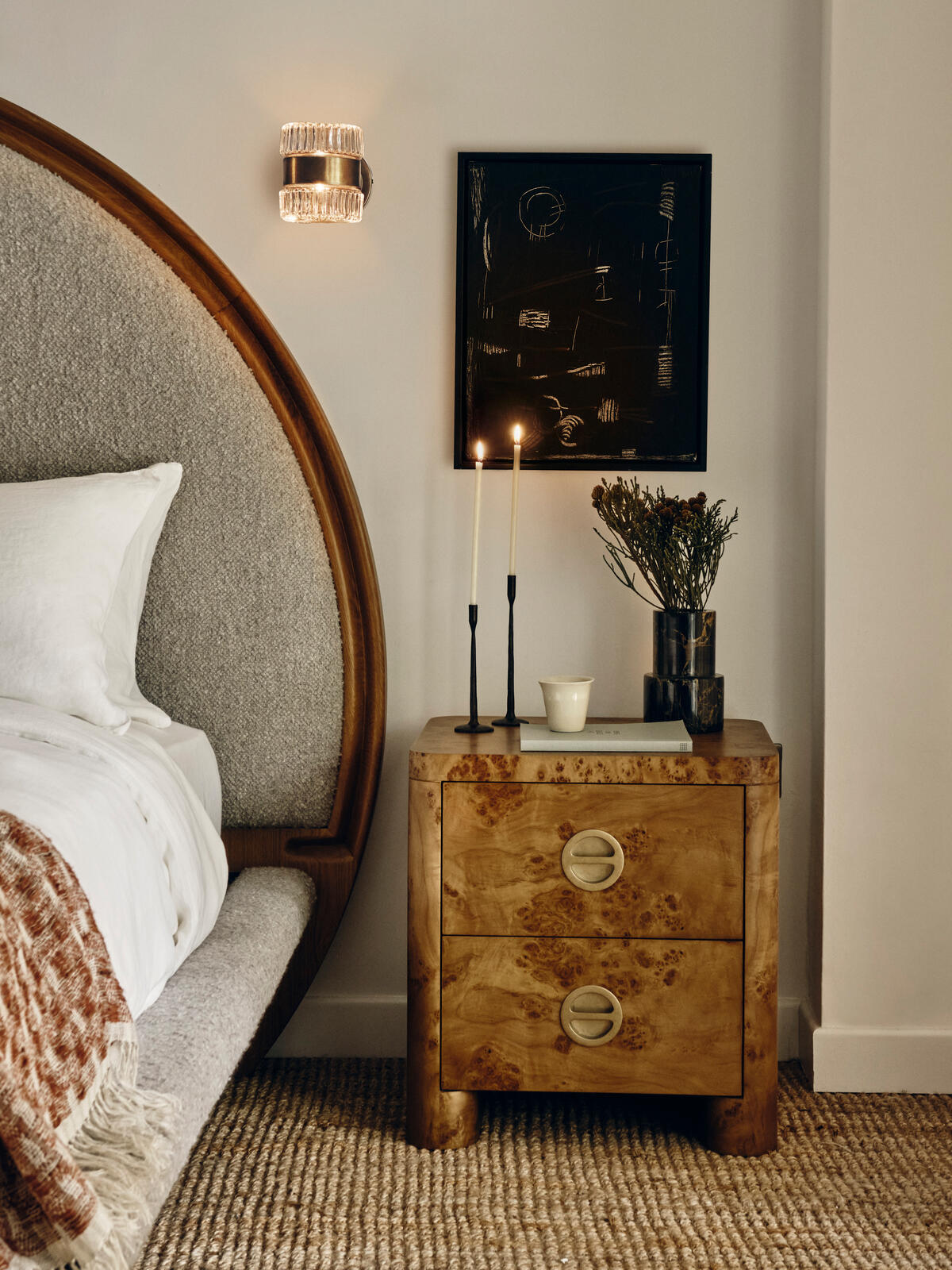 Warwick Bedside Table, Mappa Burl - Soho Home