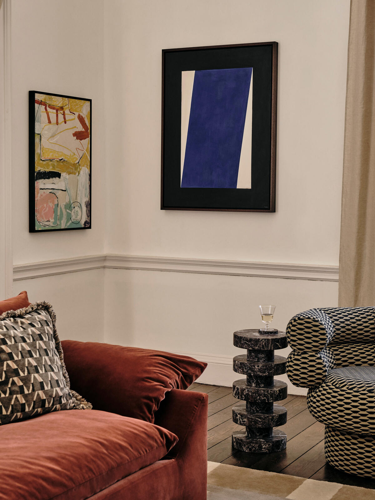 Nelson Side Table, Rosso Levanto Marble, Tall - Soho Home