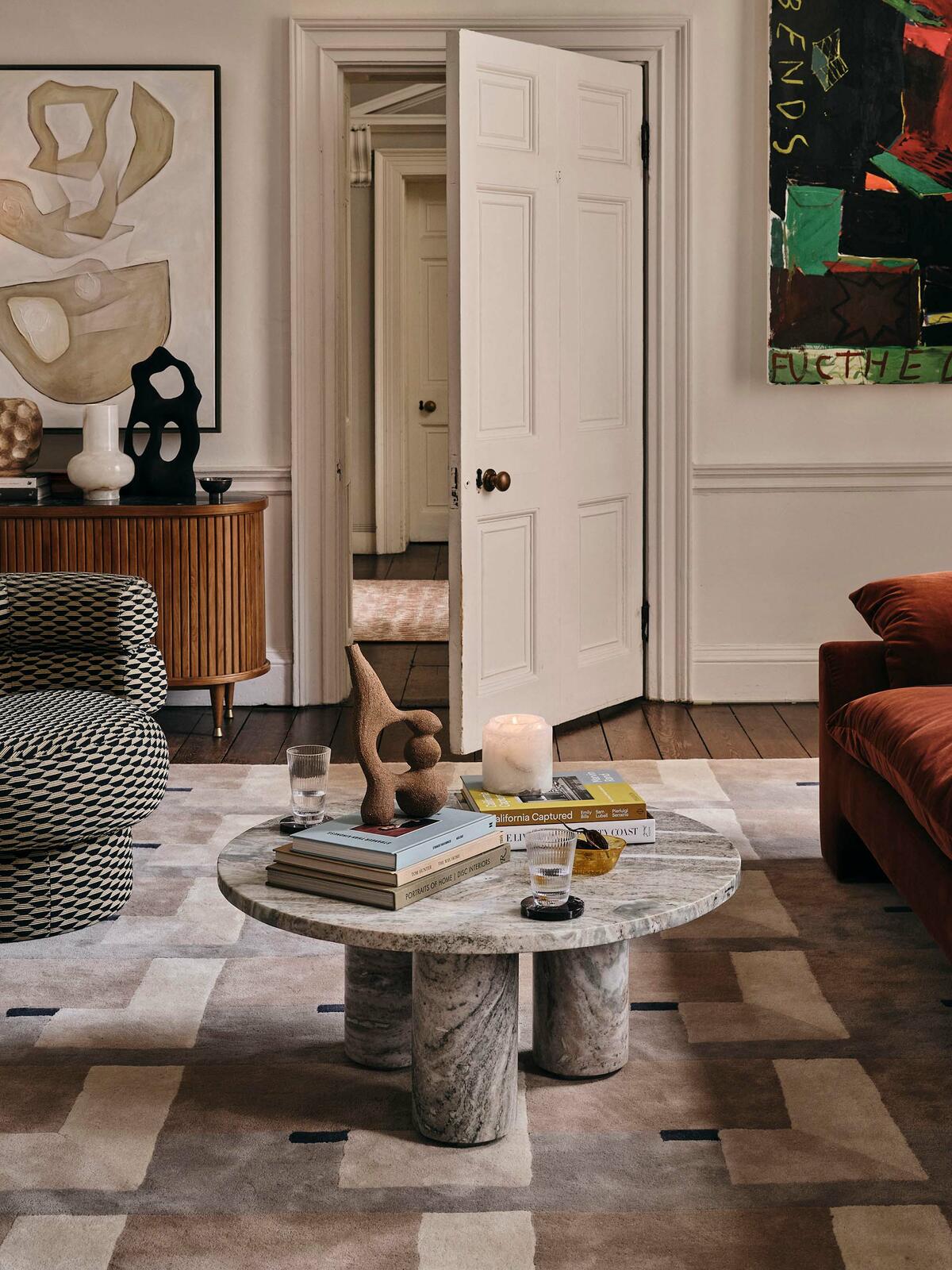 Tisbury Coffee Table, Dark Terra Bianca Marble - Soho Home
