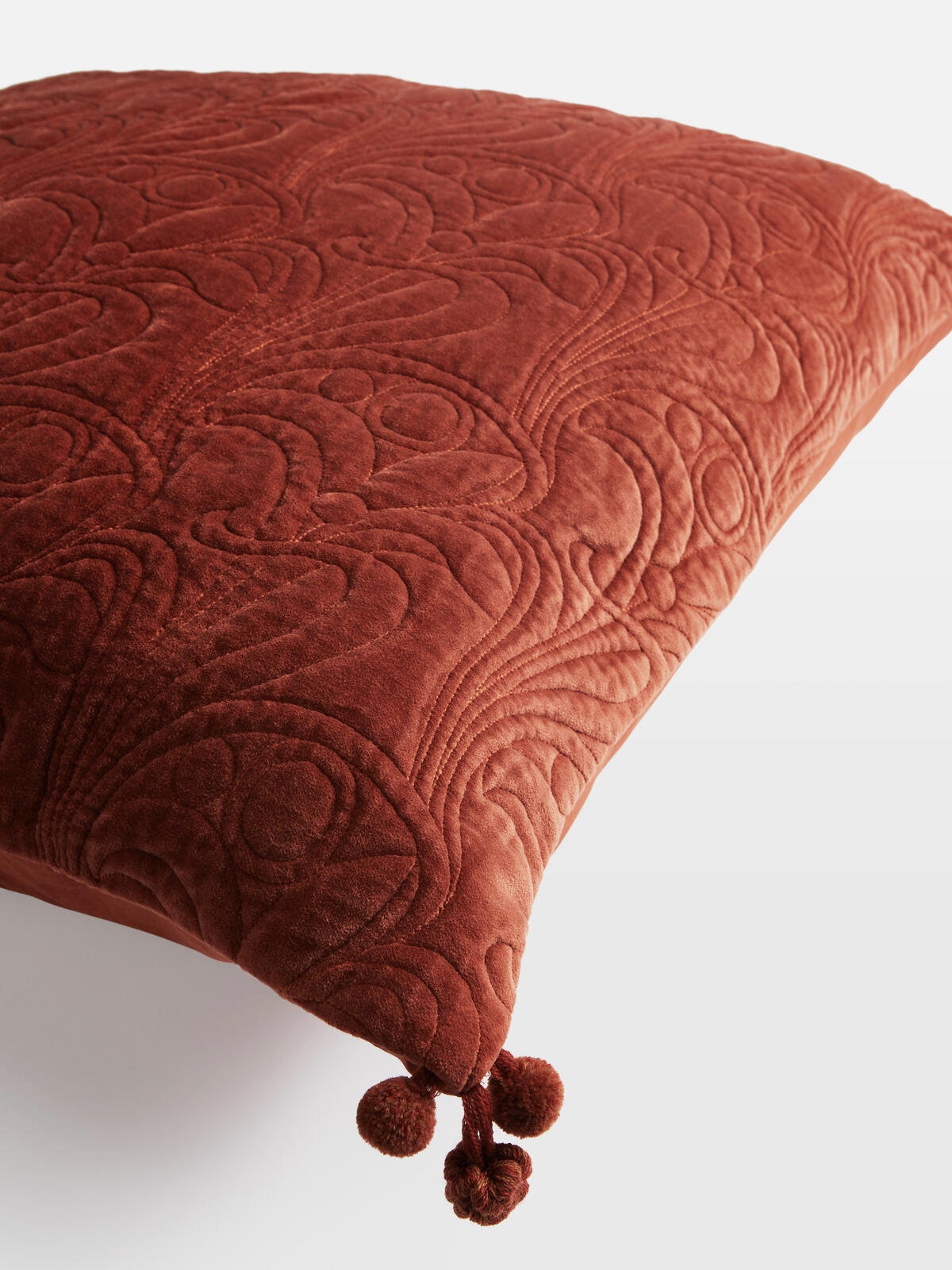 Obie Large Square Pillowcase, Rust - Soho Home