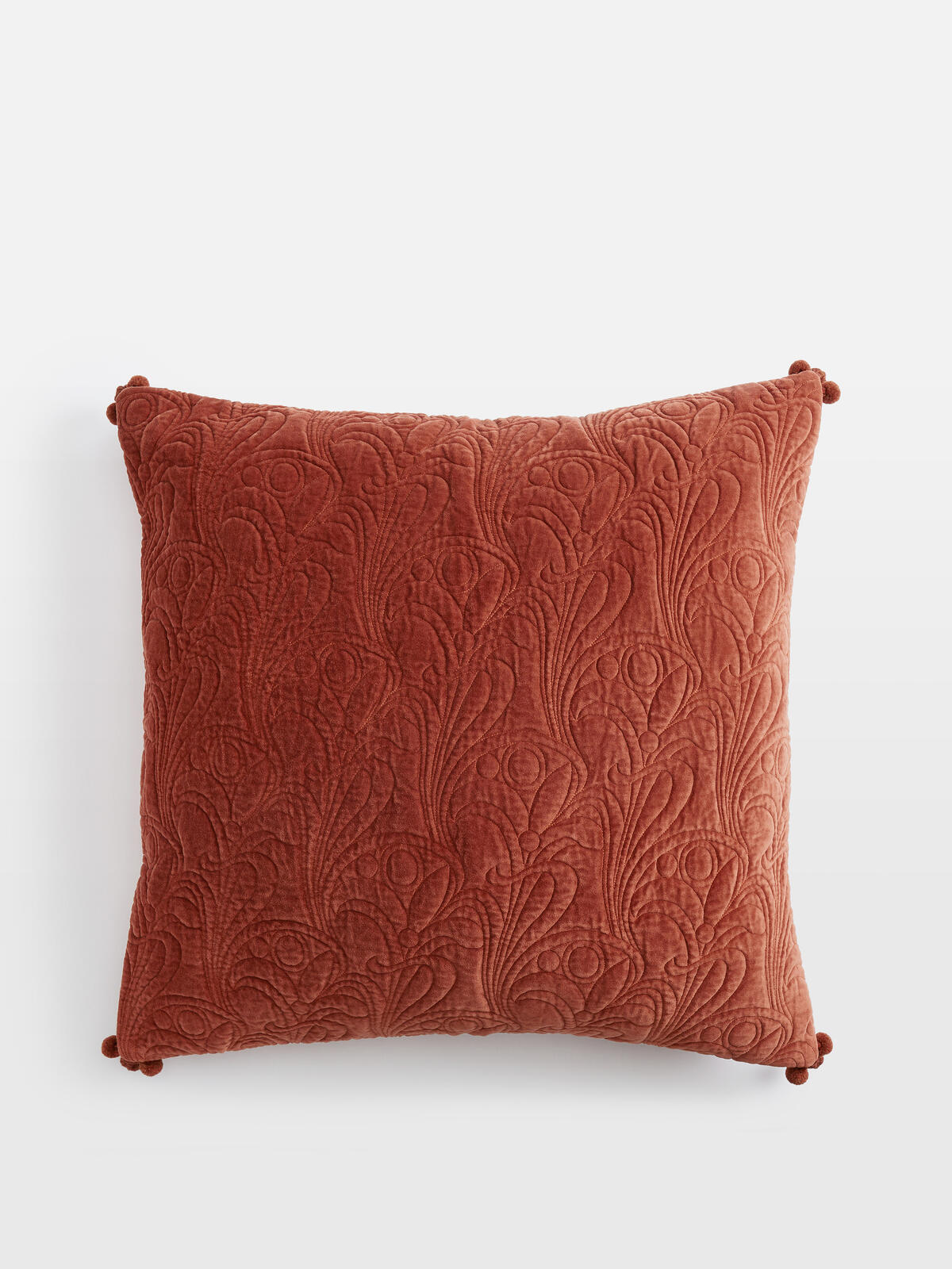 Obie Large Square Pillowcase, Rust - Soho Home