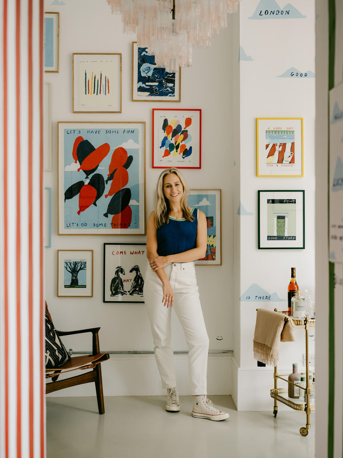 Lucy Mahon Greek Street Print, A4 Green Frame - Soho Home