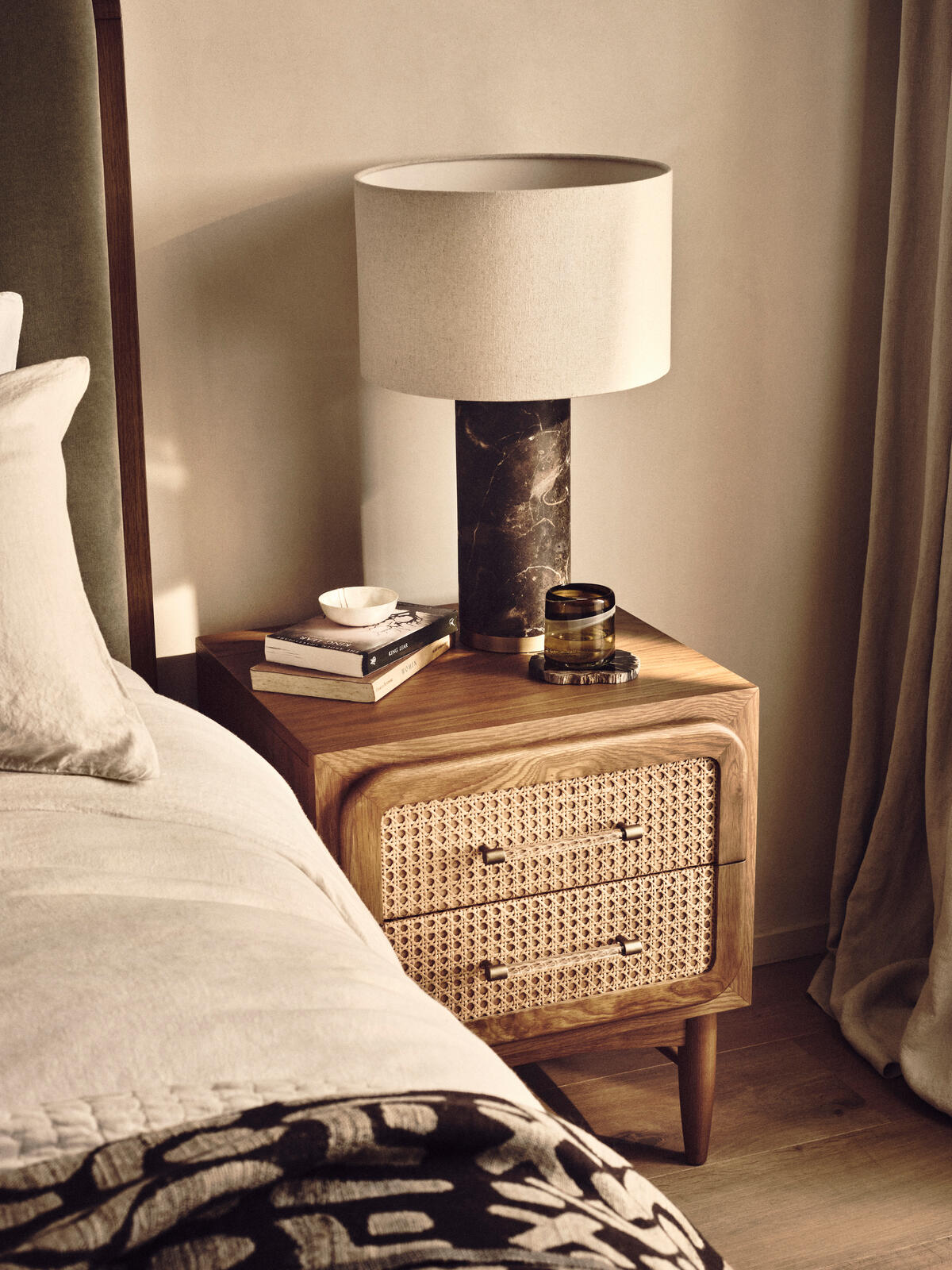 Remi Stone Table Lamp, Brown - Soho Home