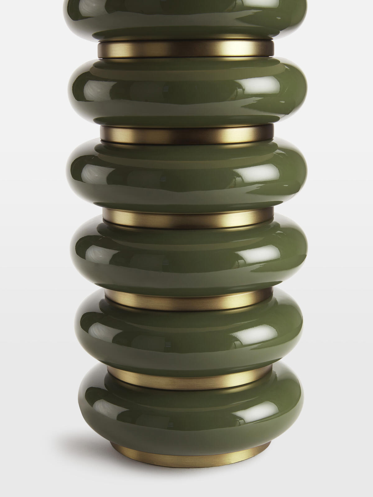 Greyson Table Lamp, High Gloss Lacquer, Olive, US - Soho Home