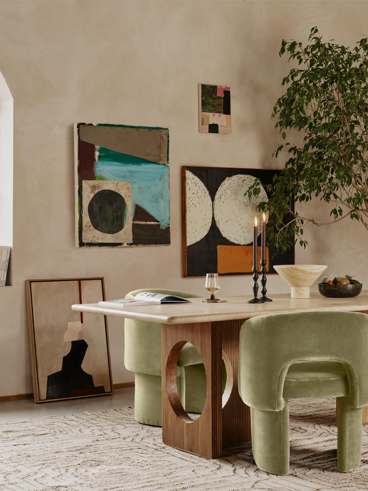 Elliot Dining Table, Travertine - Soho Home