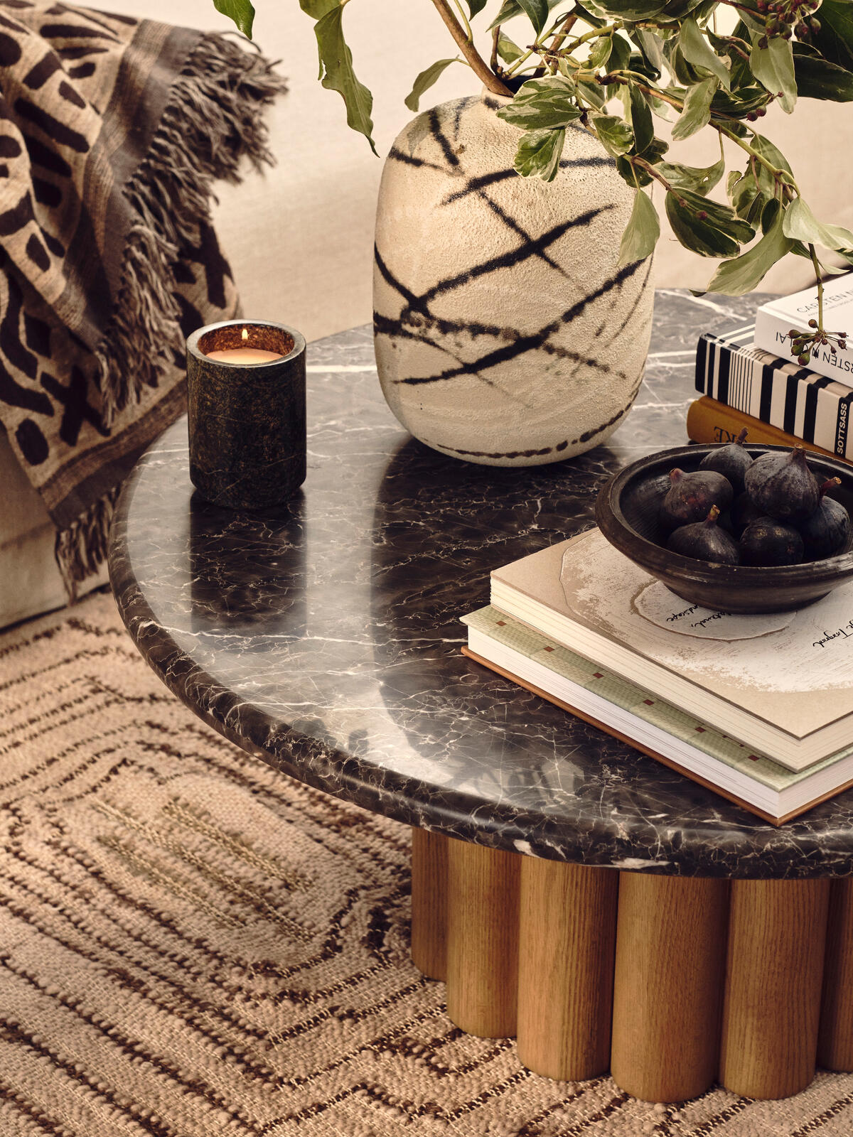 Verona Leather & Oud Marble Candle, 260g - Soho Home