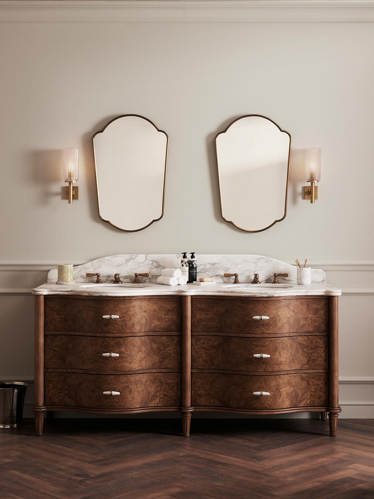 Valerie Double Vanity, Arabescato Marble - Soho Home