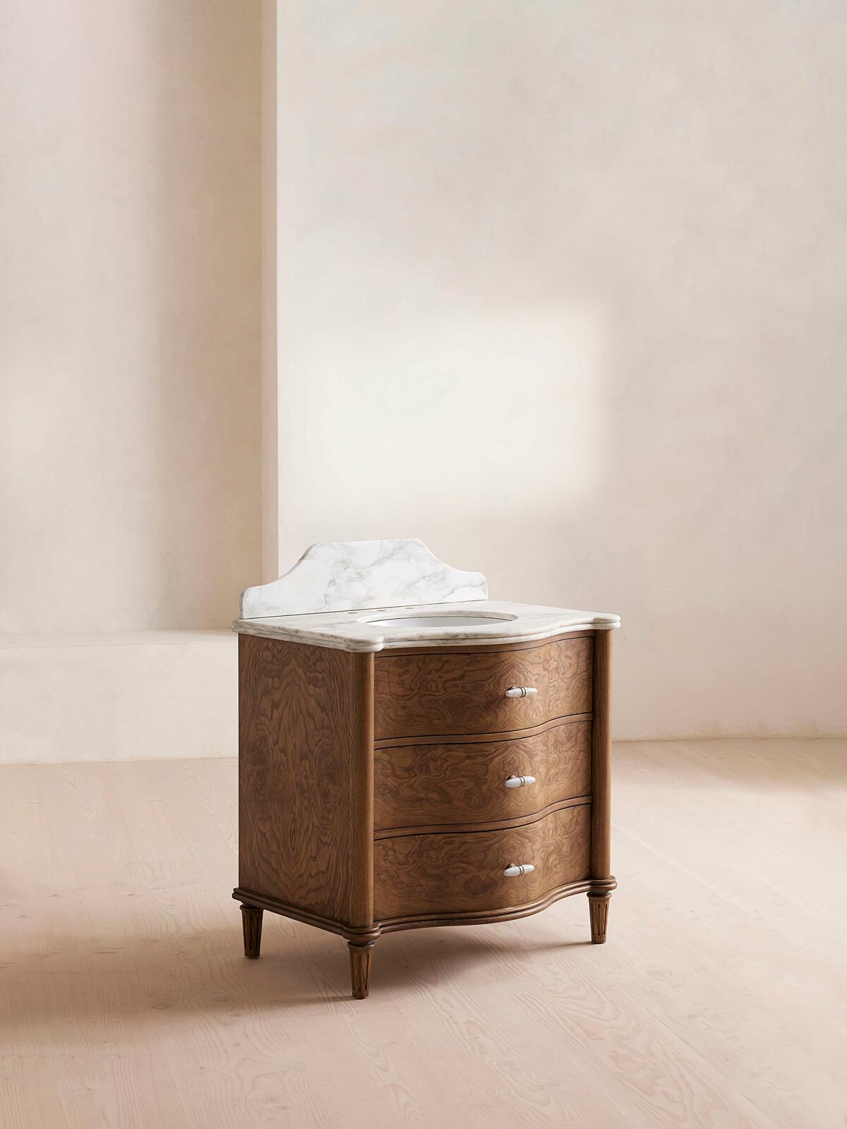 Valerie Single Vanity, Arabescato Marble - Soho Home