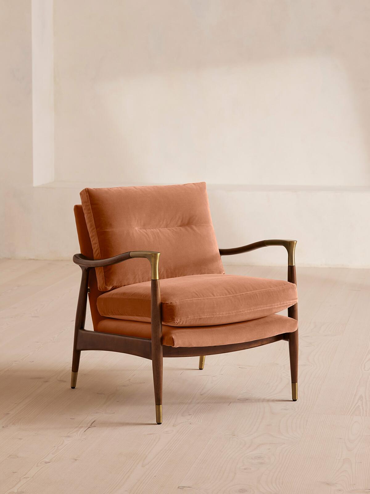 Theodore Armchair, Velvet, Antique Rose - Soho Home