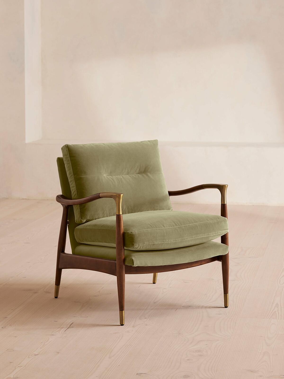 Theodore Armchair, Velvet, Lichen - Soho Home